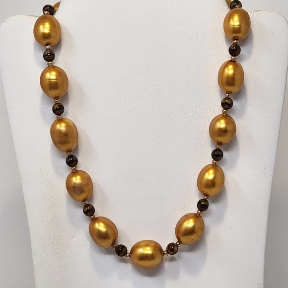 Joan Rivers | Jewelry | Joan Rivers Large Gold Glass Pearl Tigers Eye ...